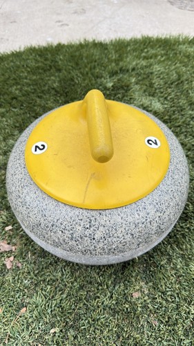 Curling Stone, Curling Rock, With Yellow Handle, Full Size, | eBay