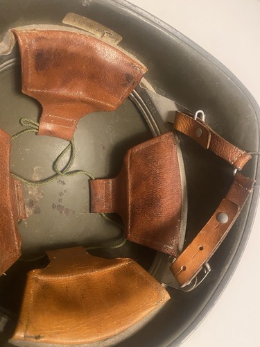 Swiss Army BT74 55-56 Steel Helmet Militaria Switzerland with leather ...