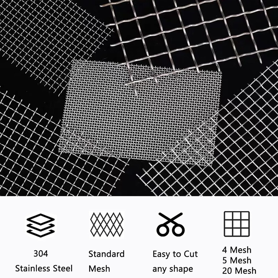 Stainless Steel Woven Wire Mesh 5 Mesh 11"X14"Hard and Heat Resisting ...