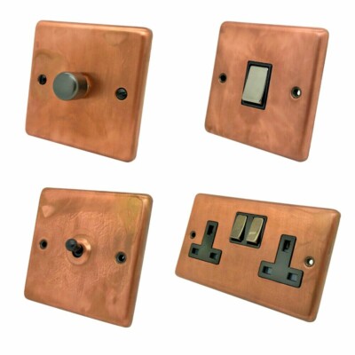 Aged Antique Copper Plug Sockets Light Switches Dimmers - Whole Range ...