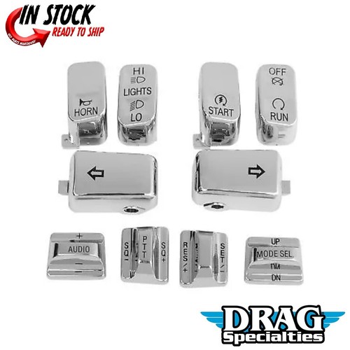 Drag Specialties Chrome Switch Cap Kit Harley 96-13 Models with Radio ...