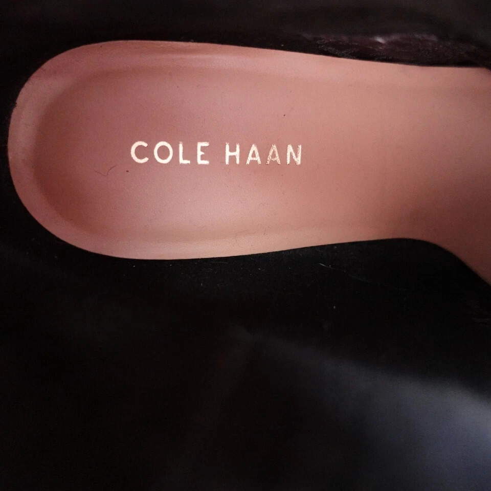 COLE HAAN Naia BLACK Leather ANKLE BOOTS Sz 9B W31009 Pointed Toe Side ...