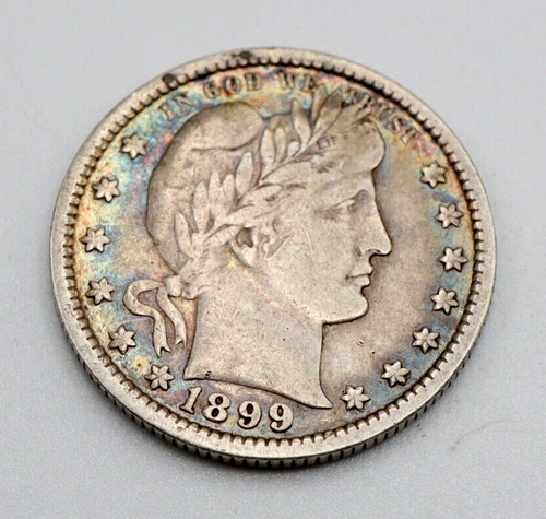 1899 Barber Silver Quarter High Grade US Coin with Exceptional Toning ...