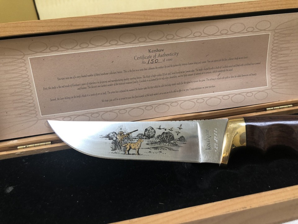 Kershaw fixed blade knife w/engraved hunting, Limited Edition, Serial ...