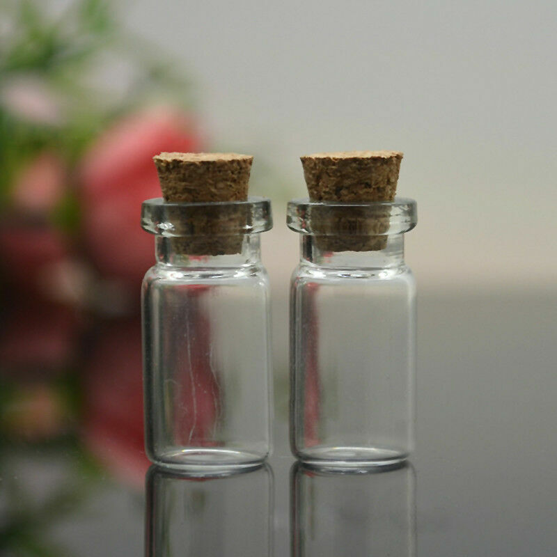 10pcs/set Mini Useful Small Glass Bottles Cork Stopper Jars Container ...