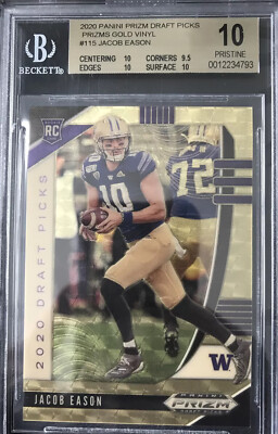 2020 Jacob Eason RC Draft Picks Gold Vinyl 5/5 Becket 10 BGS 10 ...