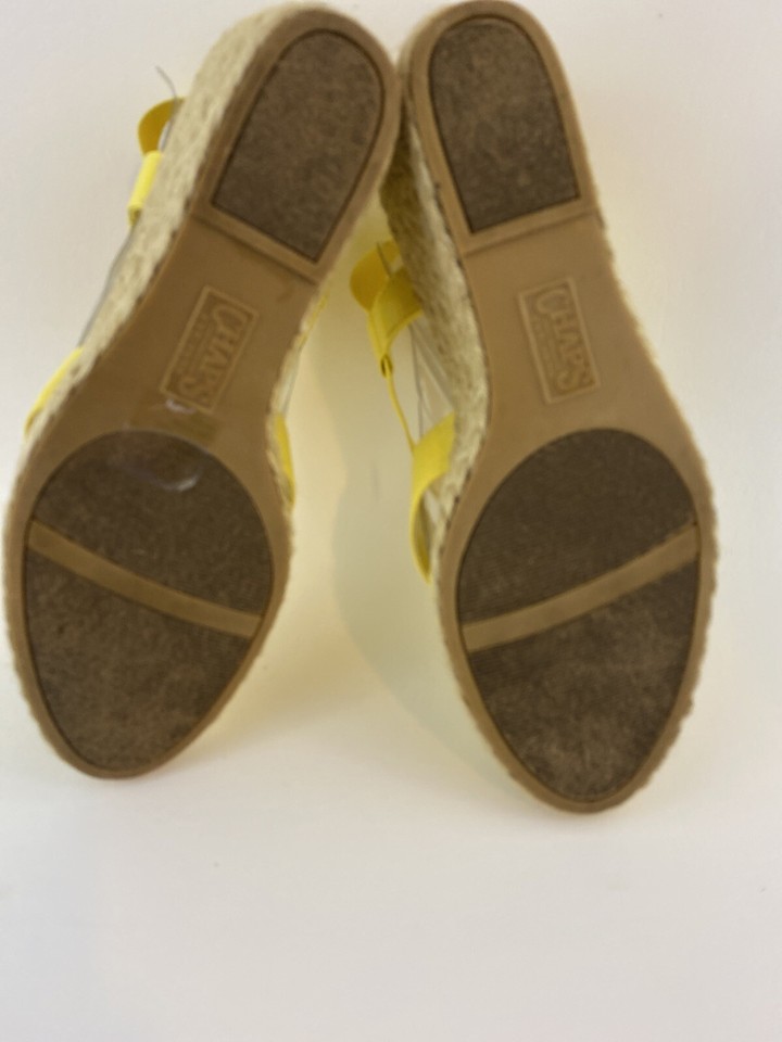 Espadrille Sandals Chaps Yellow Wedge Heels Strappy Sandals US Size 9.5 ...