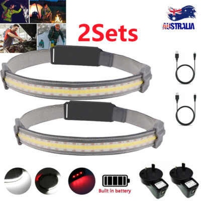 2X 100000LM Headband Bright LED Headlight Headlamp Camping Emergency ...