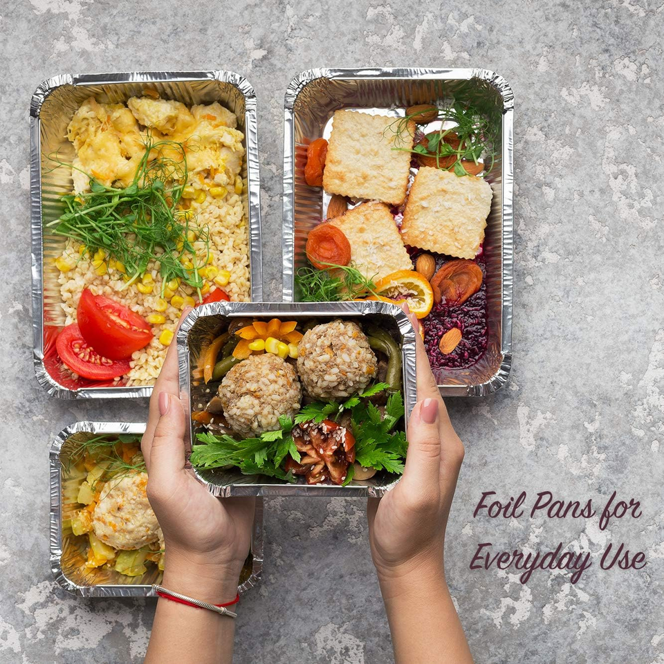 1 Lb Small Aluminum Pans with Lids (50 Pack) Foil Pans + Clear Plastic ...
