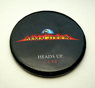 Armageddon Heads Up 7.1.98 Movie Promo Button Pin New NOS 1998 Bruce ...