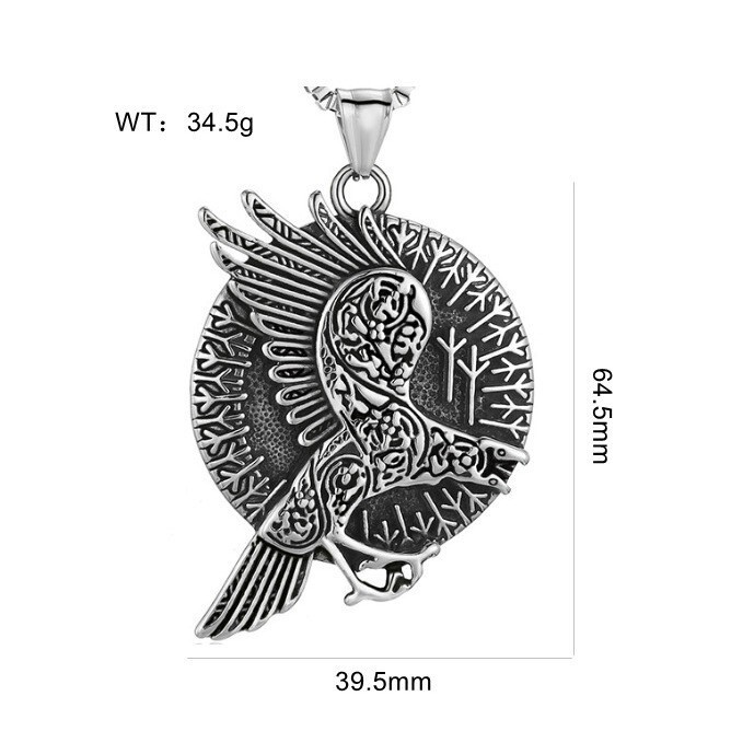 Norse Viking Talisman Amulet Raven Crow Pendant Necklace Stainless ...
