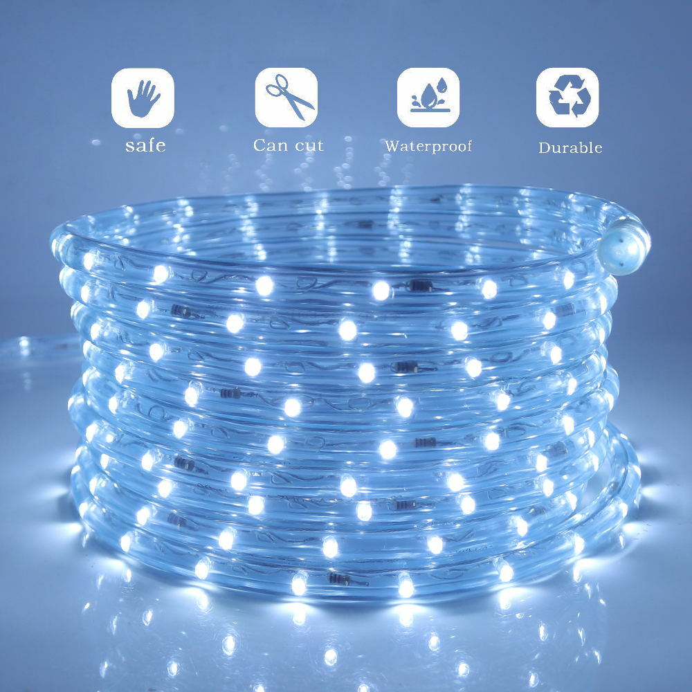 220V Mains Plug In LED Rope Tube String Fairy Lights Waterproof Outdoor ...