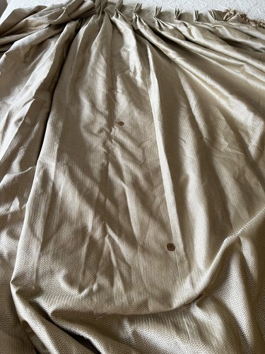 Custom Drapery Curtain Panels Pair 134”L Champagne Color Lined Tassel ...