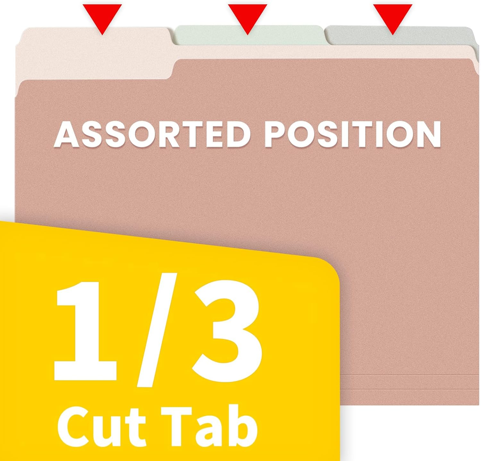 File Folders Letter Size Pastel Colors, 100 Pack Manilla Folders 8.5 X ...