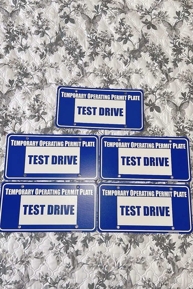 Lot of 5 Temporary Operating Permits Test Drive Tag Dealer Plate Blue ...