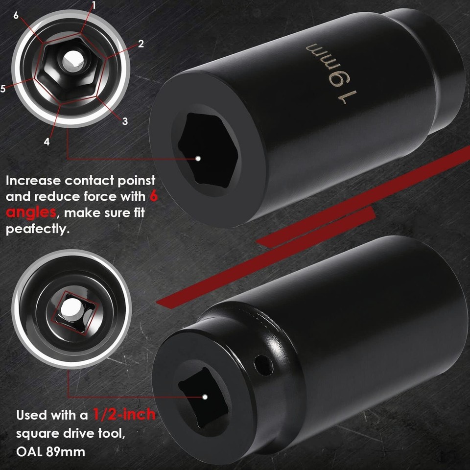 50mm Crank Pulley Wrench & 19mm Harmonic Balancer Socket Tool for Honda ...