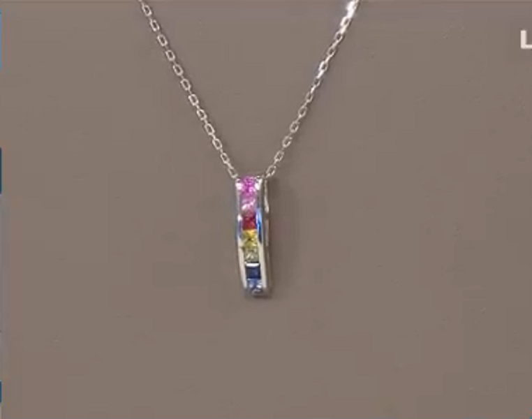 HSN Colleen Lopez Sterling Silver Multi Sapphire Pendant 20" with Chain ...