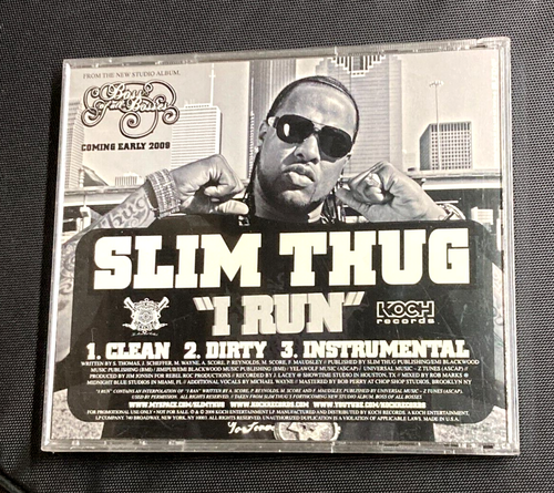 SLIM THUG "I Run" PROMO ONLY MAXI CD 3 Mixes w/ Instrumental NM/MINT ...