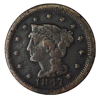 1847 1C Braided Hair Large Cent VG Uncertified # | eBay