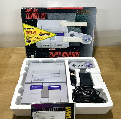 Super Nintendo Control Set SNES Near CIB Console In Box Tested W/ Rep ...
