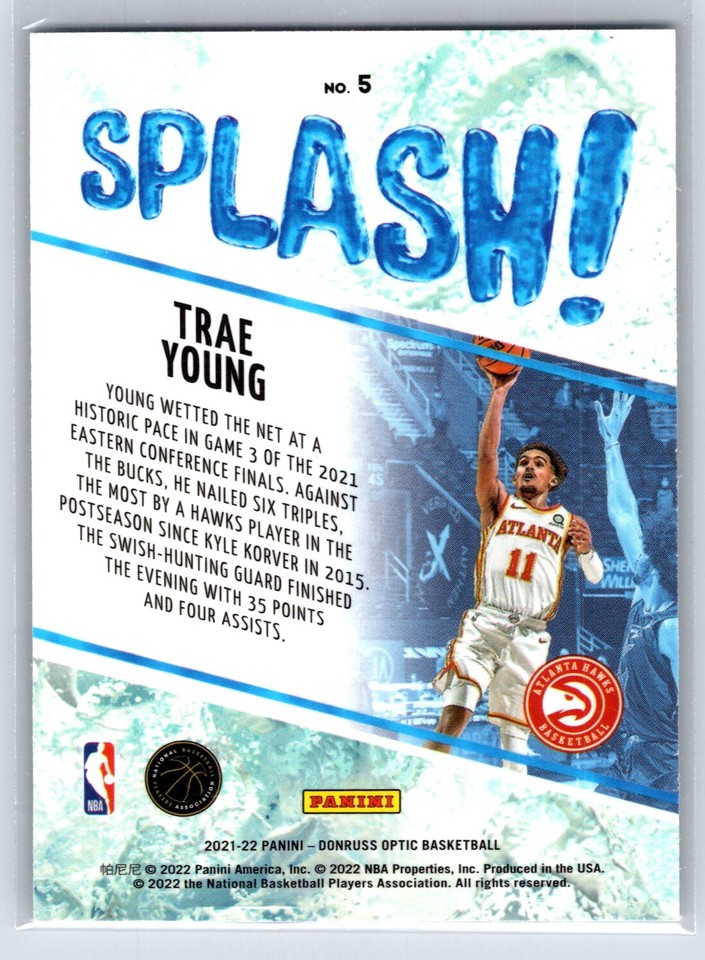2021-22 Donruss Optic #5 Trae Young Splash! Atlanta Hawks | eBay