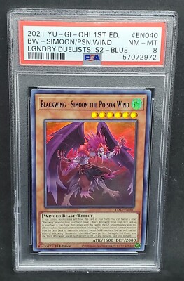 Yugioh PSA 8 NM-MT Blackwing - Simoon the Poison Wind (Blue) LDS2-EN040 ...
