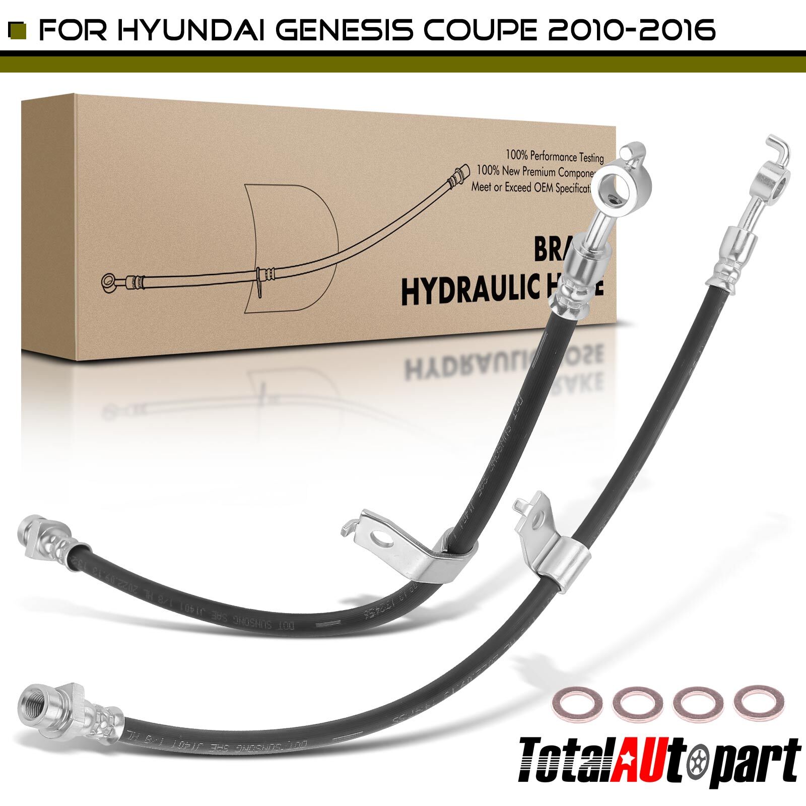 2x Brake Hydraulic Hose for Hyundai Genesis Coupe 2010-2016 Front LH ...