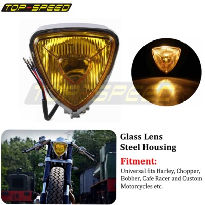 Triangle Spot Steel Headlight Head lamp For Harley Chopper Bobber ...