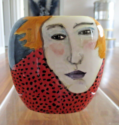 Terri Cody Double Sided Handpainted Lady Portrait Vase Muse Bright ...