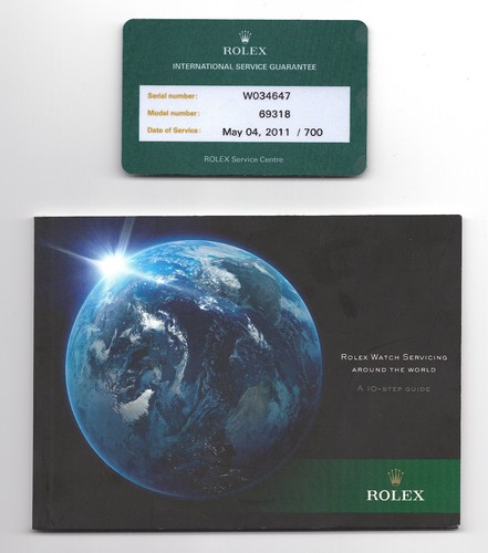 Genuine Rolex Original Service Card 69318 Womens President Gold ...