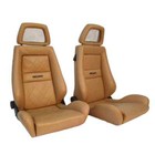Authentic Recaro LX Tan Leather Net Headrest Front Seats PAIR OF RACING ...