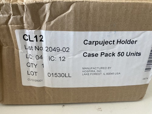Carpuject Holder Case Pack 50 Units BRAND NEW Sealed Box | eBay