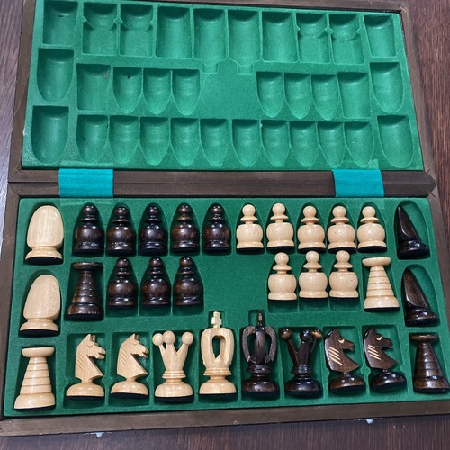 Large Brown Travel Wooden Chess Set With Storage 16 Inch Board 3 1/2 ...