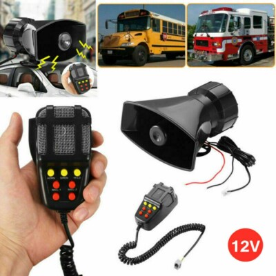 12V Car Alarm Loud Speaker Emergency Microphone System 7 Sound Pa Siren ...