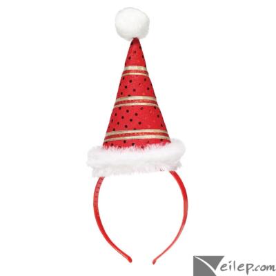 Christmas Sparkly Elf Striped Santa Hat Headband, Red White Gold, One ...