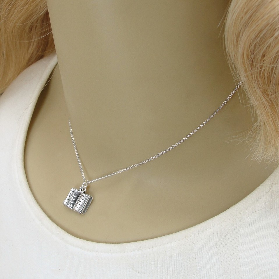 925 Sterling Silver Book Necklace - Open Book Charm - Gift for Book ...