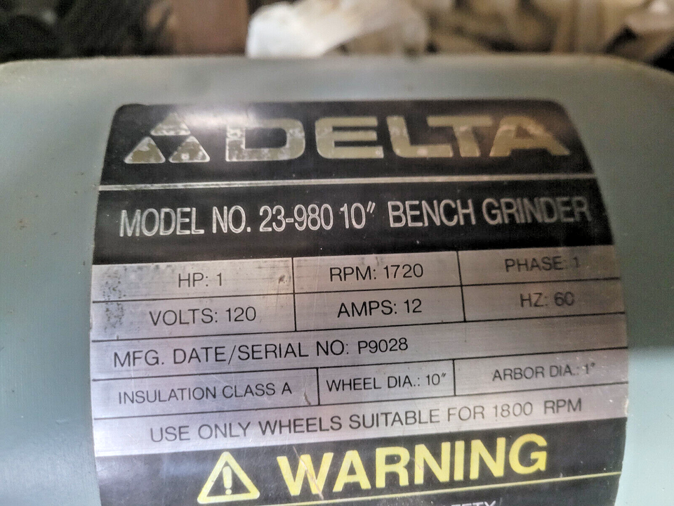 23-980 Delta 10 inch bench grinder Single phase | eBay