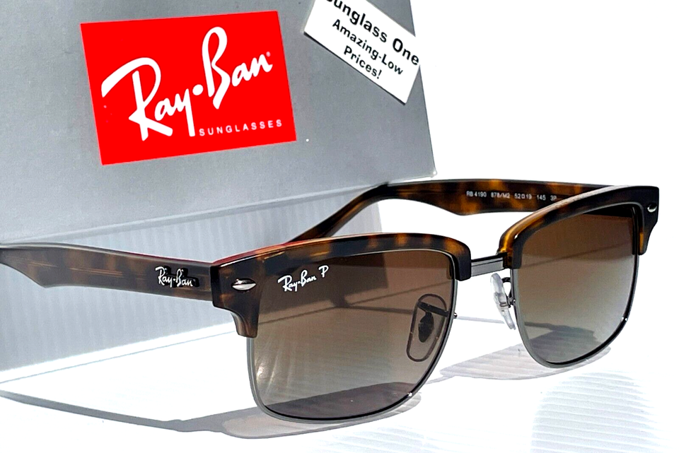 Ray Ban CLUBMASTER Demi Gloss Havana POLARIZED Brown Sunglass RB4190 ...