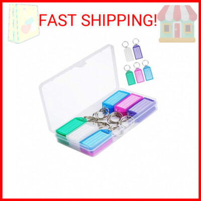 Cuttte 20 Pack Plastic Key Tags with Container, Key Labels with Ring ...
