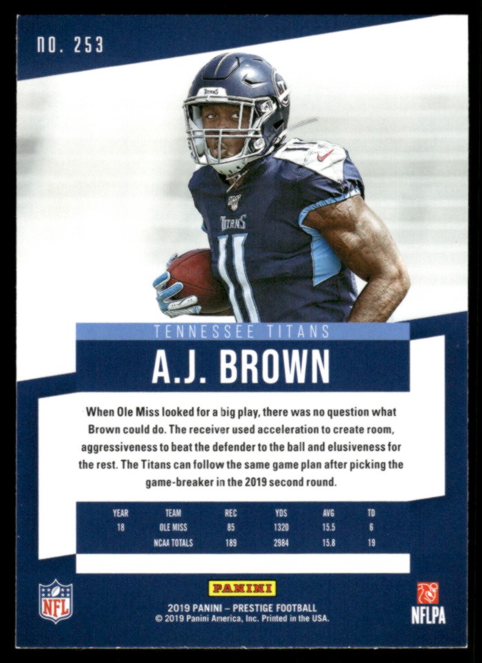2019 Panini Prestige #253 A.J. Brown Xtra Points Green Rookie Card RC ...