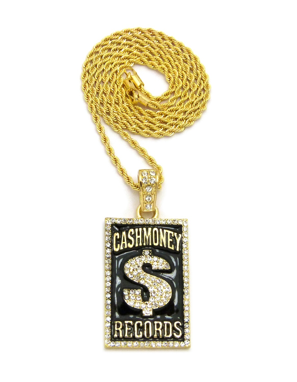 NEW CASH MONEY RECORDS PENDANT & 24" BOX/CUBAN/ROPE/FOX CHAIN NECKLACE ...