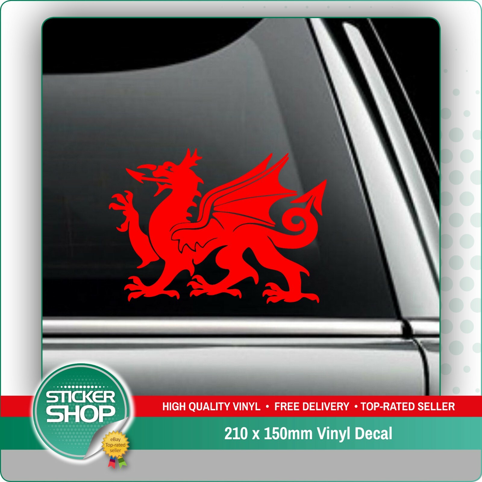 WELSH / WALES DRAGON SELF ADHESIVE STICKER CAR / VAN / LORRY / WALL ...