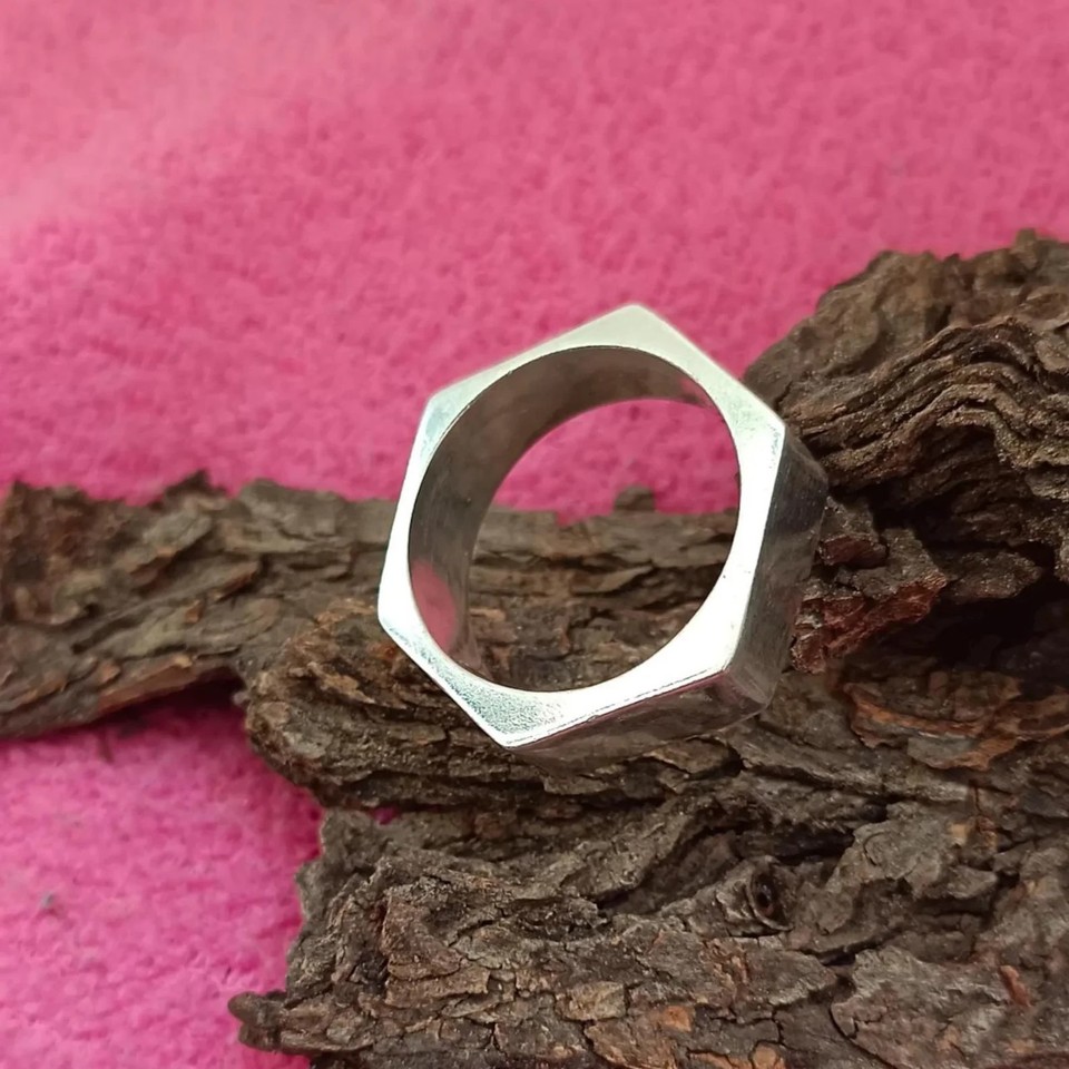 925 Streling Silver, Hex Nut Ring, Modern Gift For Man's Ring Nut ...