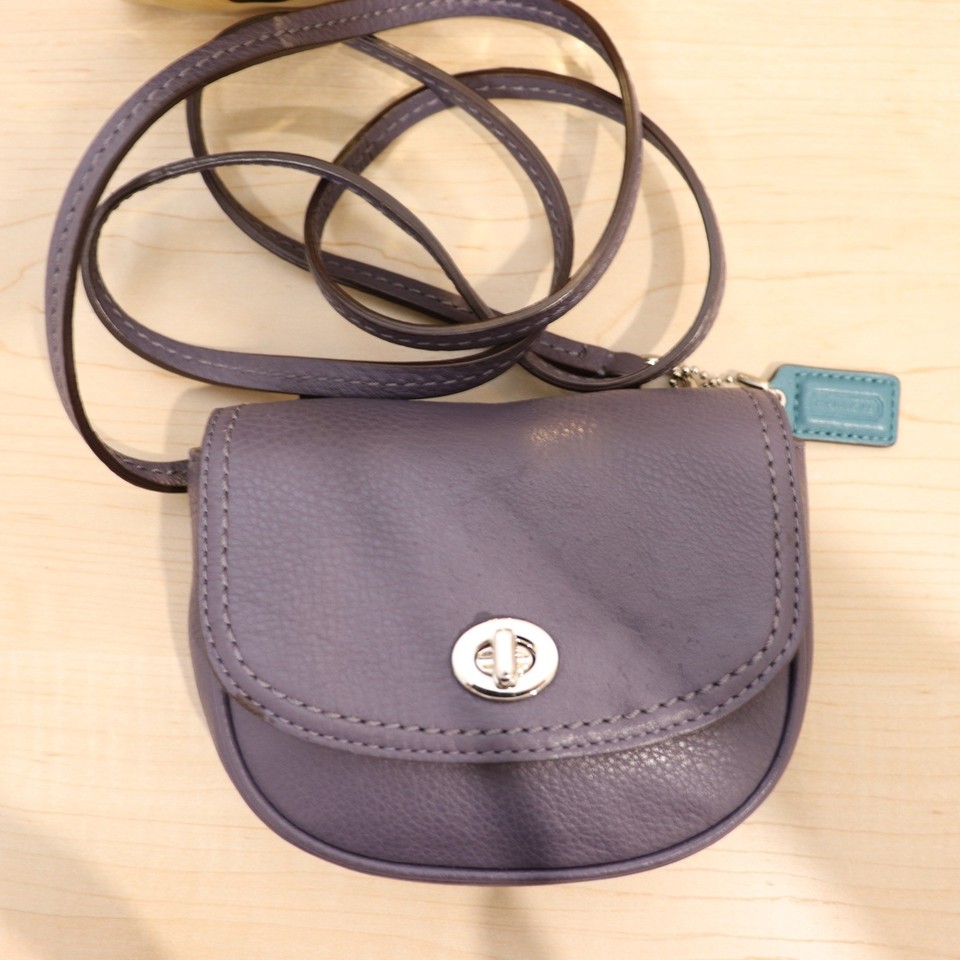 Coach Mini Turnlock Crossbody Bag Purple Pebble Leather Small Shoulder ...
