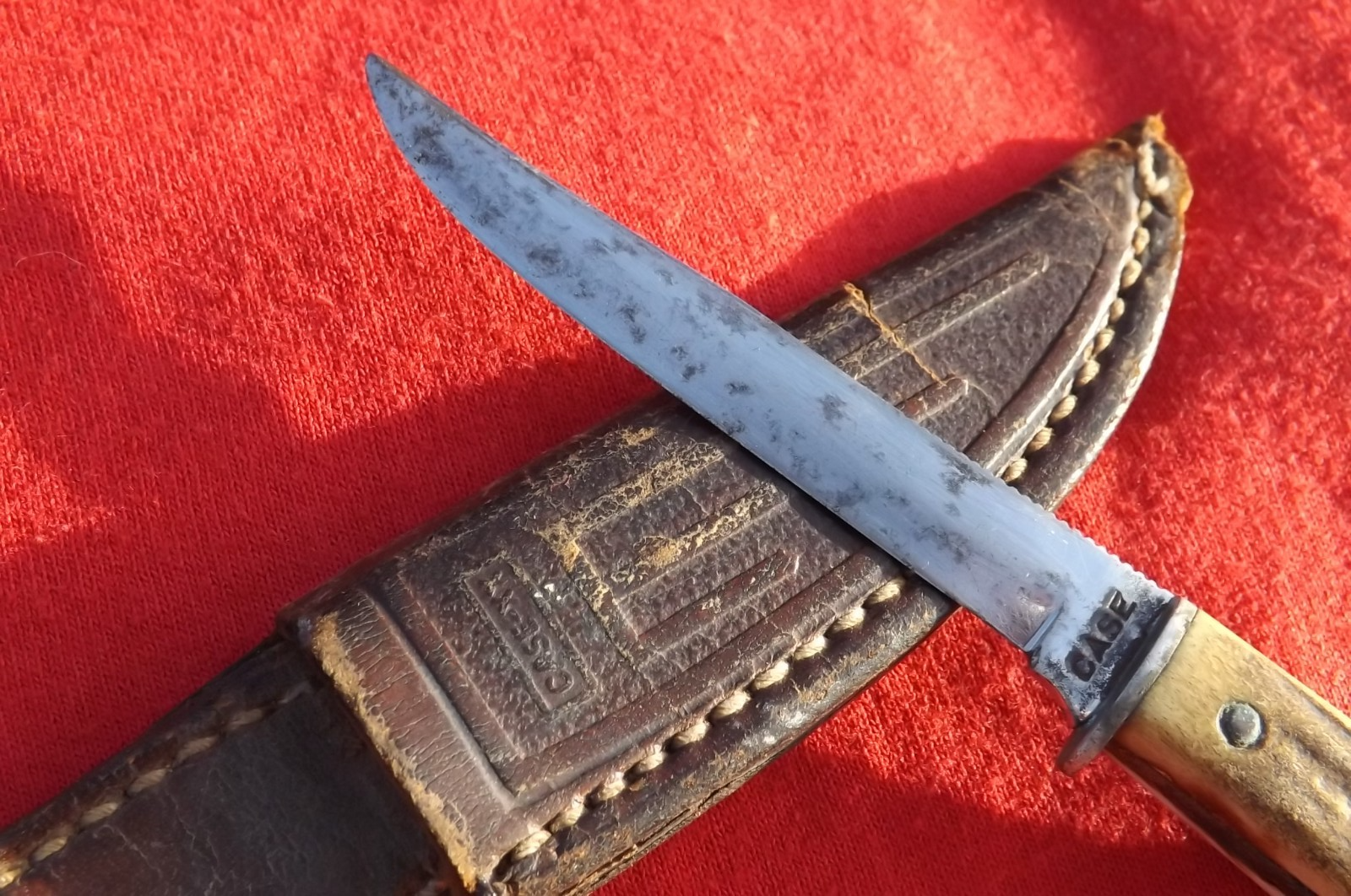 1940-1965 CASE XX USA Stag Handle Fixed Blade Hunting Knife w/ Sheath ...