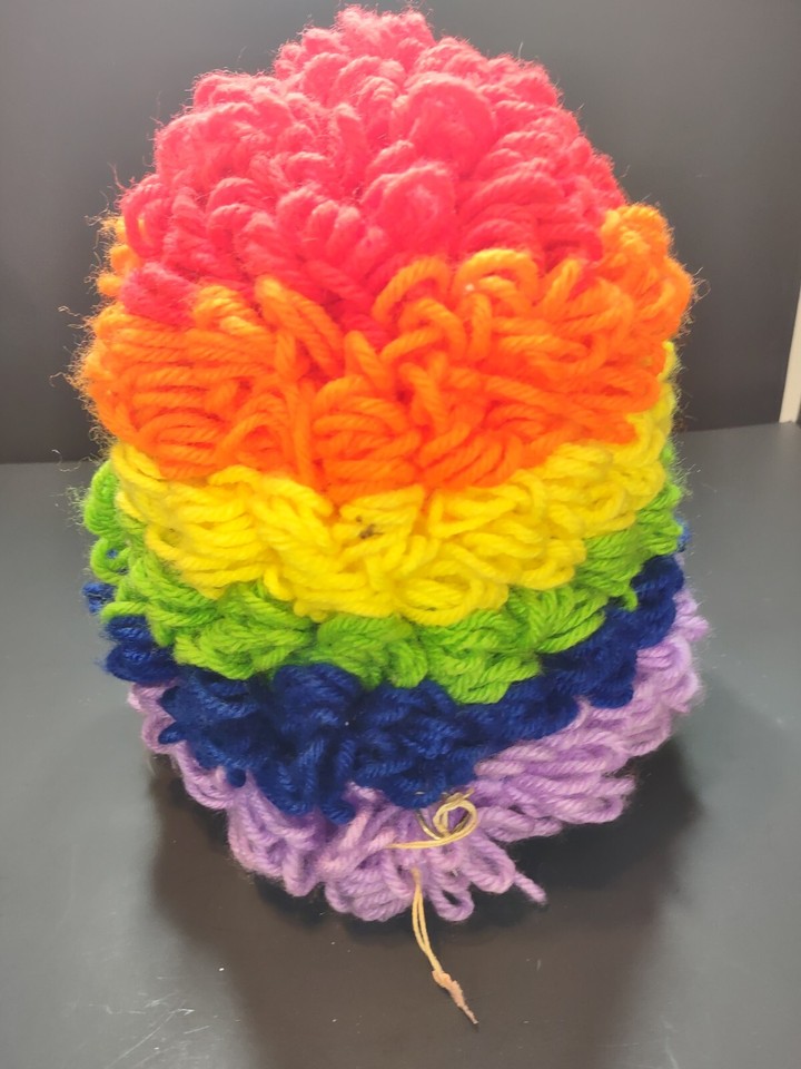 Vtg Handmade toy Rainbow WEEPULS WEEPLE WUPPIE WUPPET yarn loop plush ...