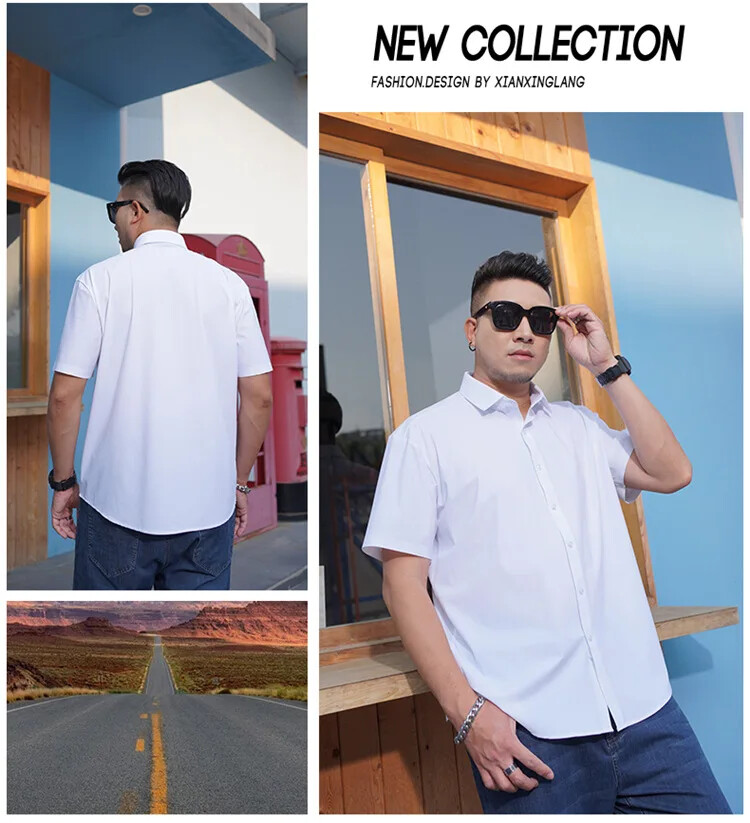 High Quality Summer Men Ice Silk Shirts Short Sleeve Formal Shirt Work ...