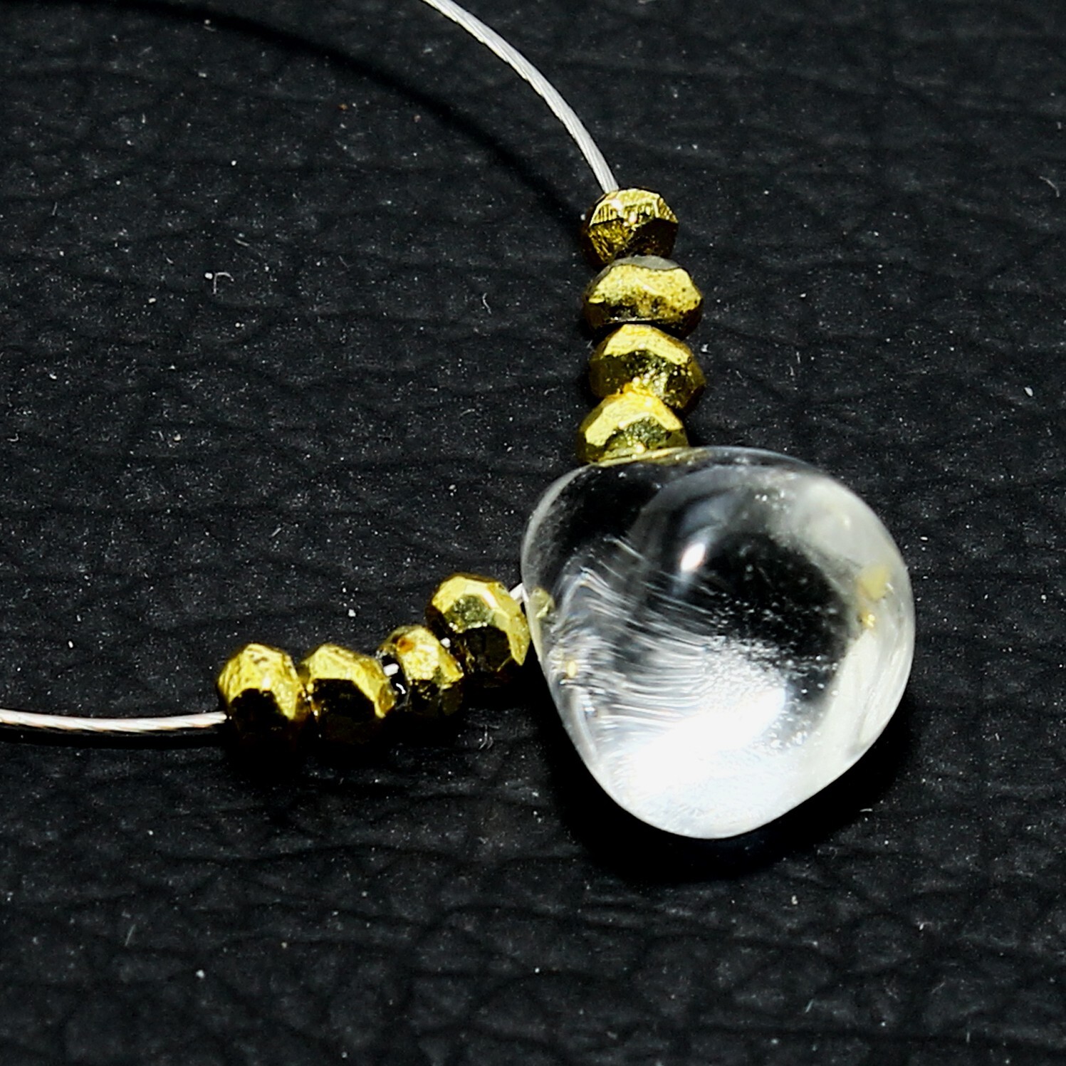 Crystal Quartz Smooth Drop Pyrite Beads Briolette Natural Loose ...