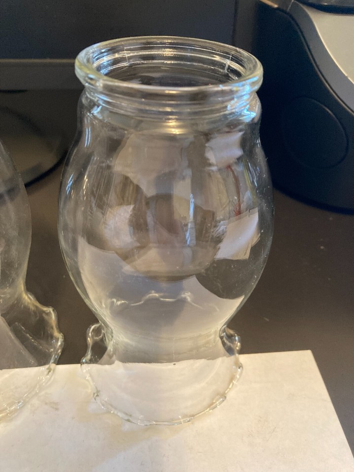 1 of 2 FLUTED ART DECO HURRICANE PENDANT LIGHT FIXTURE GLASS SHADE 2 1/ ...