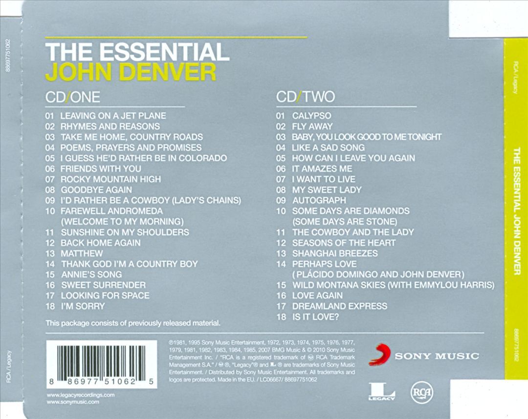 JOHN DENVER - THE ESSENTIAL JOHN DENVER NEW CD 886977510625| eBay